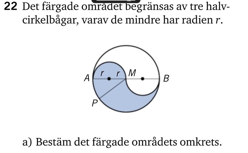 Geometri - Bestämma det färgade områdets omkrets. (Matematik/Matte 1 ...