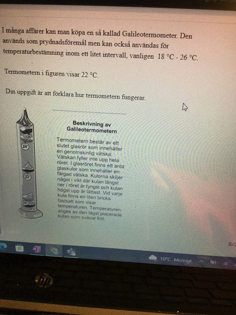 Galileotermometer - tryck (Fysik/Fysik 1) – Pluggakuten