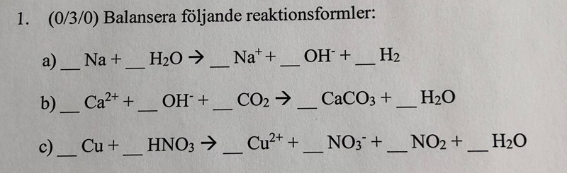 Balansera reaktionsformler (Kemi/Kemi 1) – Pluggakuten