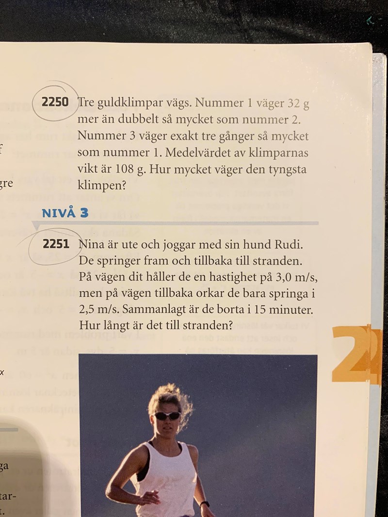 Matte 1c origo uppgift 2250 och 2251 (Matematik/Matte 1) – Pluggakuten