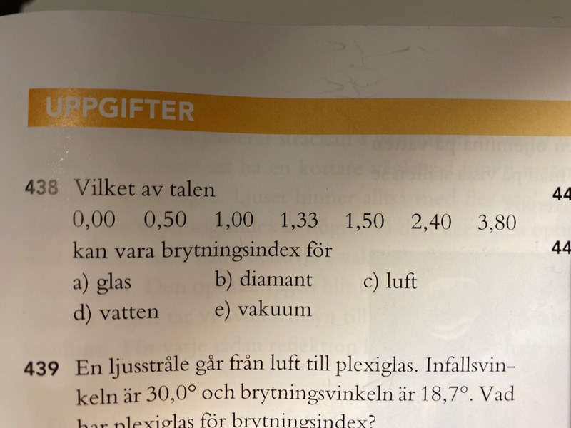 Brytningsindex (Fysik/Fysik 2) – Pluggakuten