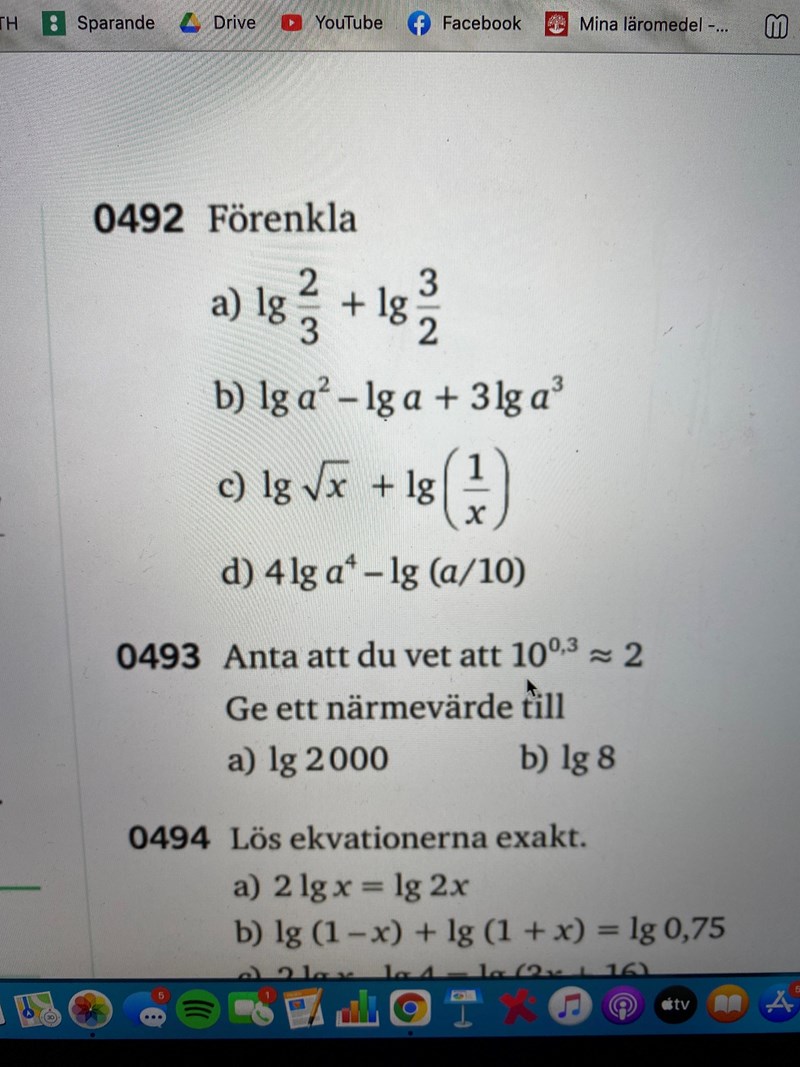 Logaritmlagarna uppgift 0492 d) (Matematik/Matte 3) – Pluggakuten