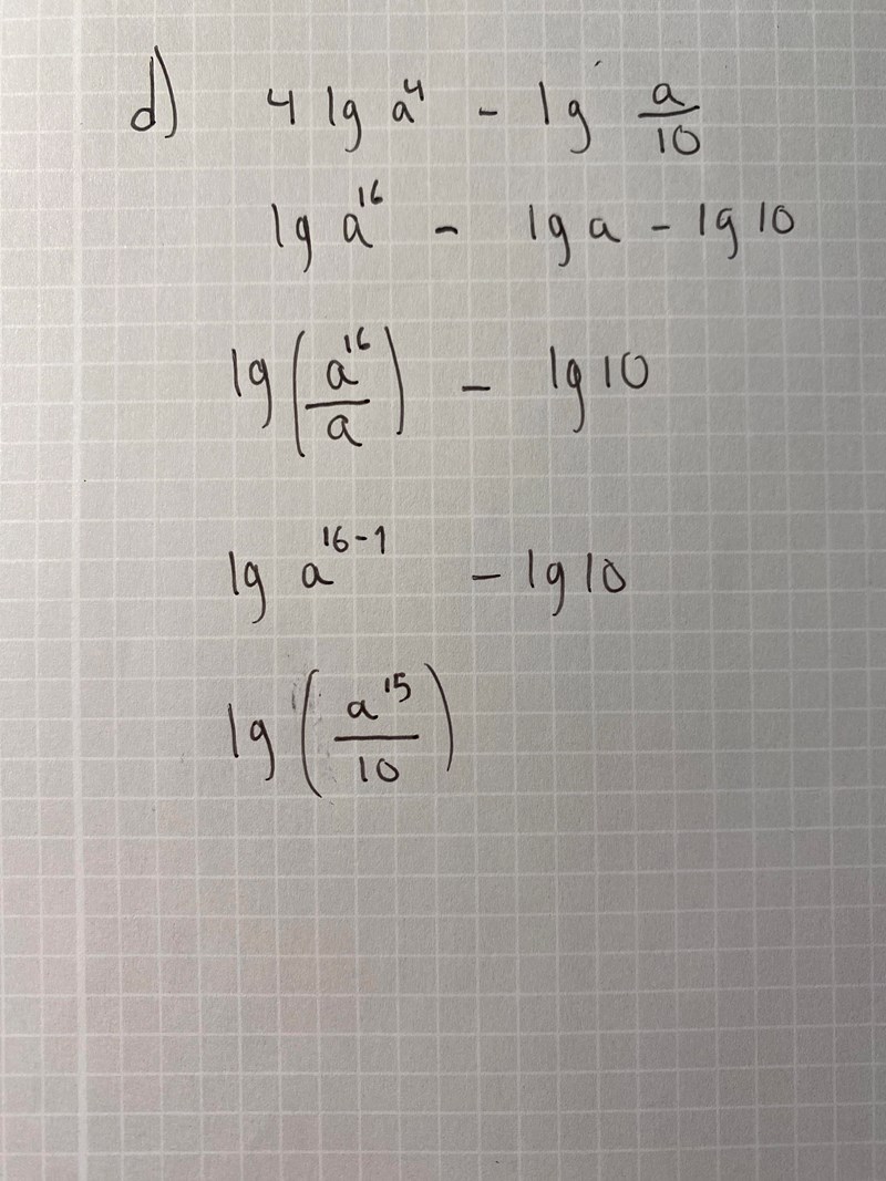 Logaritmlagarna uppgift 0492 d) (Matematik/Matte 3) – Pluggakuten