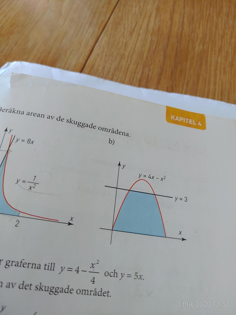 Beräkna det skuggade området (Matematik/Matte 3/Integraler) – Pluggakuten