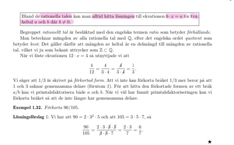 Rationella tall & heltal (Matematik/Universitet) – Pluggakuten