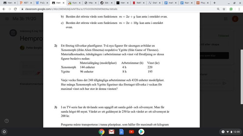 Linjär optimering (Matematik/Matte 3) – Pluggakuten