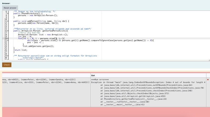 Sortera lista i bokstavsordning (Programmering/Java) – Pluggakuten