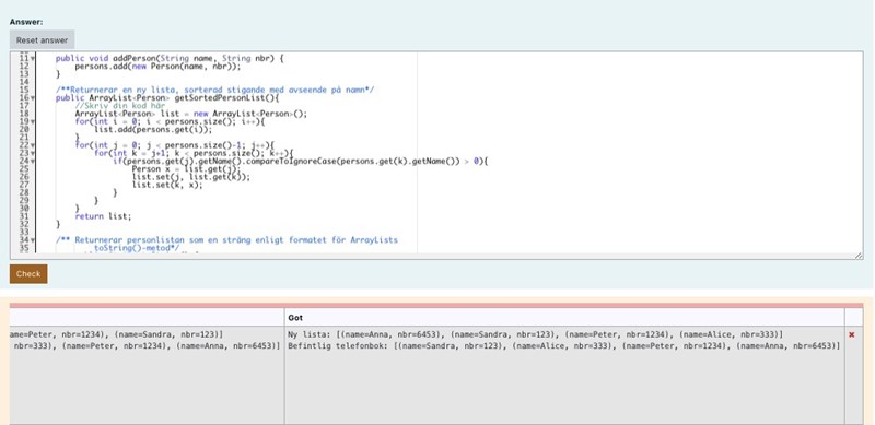 Sortera lista i bokstavsordning (Programmering/Java) – Pluggakuten