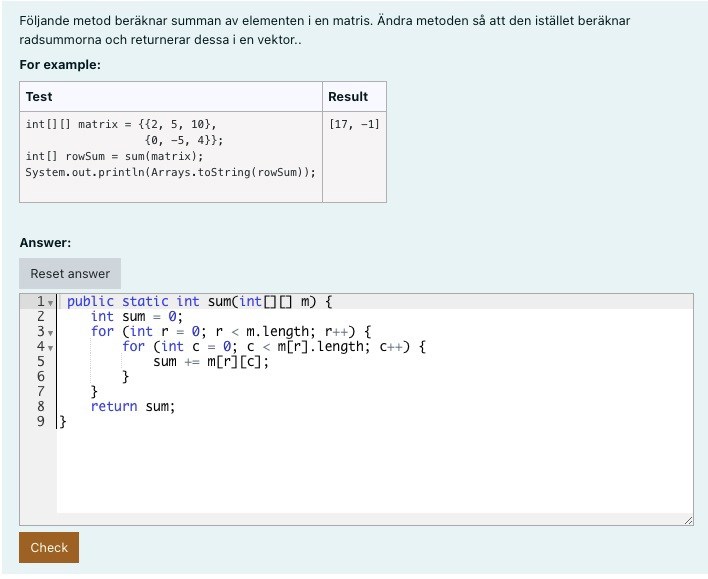 Nestled loop, matriser (Programmering/Java) – Pluggakuten
