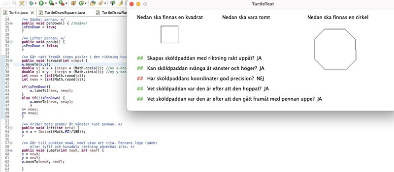 Kod-fel i klass Turtle (Programmering/Java) – Pluggakuten