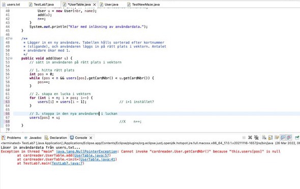 Kodfel, loop i vektor (Programmering/Java) – Pluggakuten