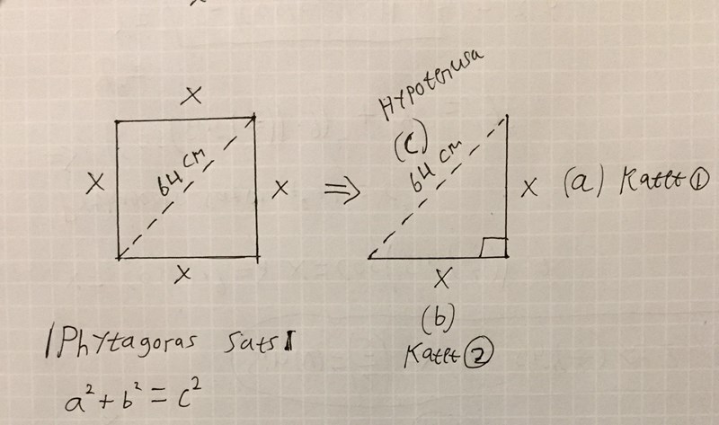 Diagonal av en kvadrat (Matematik/Årskurs 9) – Pluggakuten