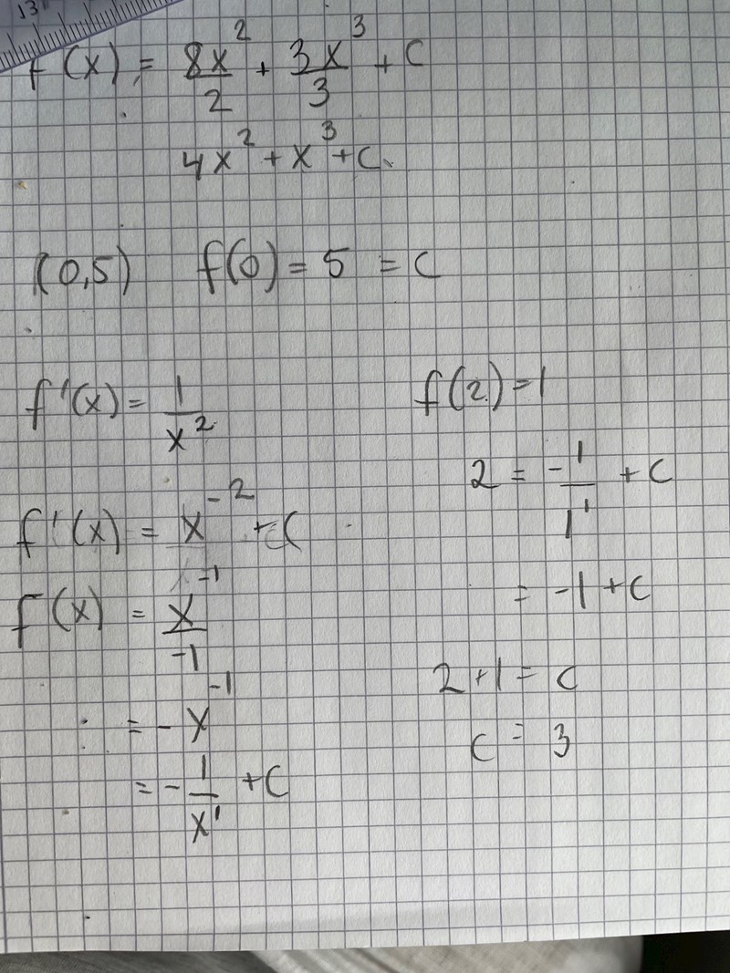 Primitiva funktioner- vad gör jag för fel? (Matematik/Matte 3 ...