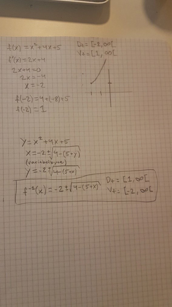 Bestäm (om möjligt) invers till funktionen (Matematik/Universitet ...