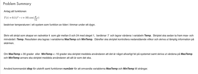 Min max temperatur (dubbel if loop i matlab) (Programmering/Matlab) – Pluggakuten