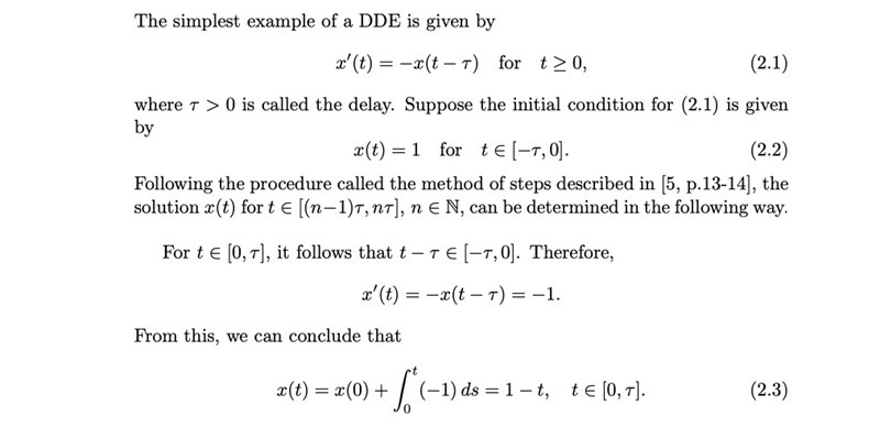 Delay differential equation (Matematik/Universitet) – Pluggakuten