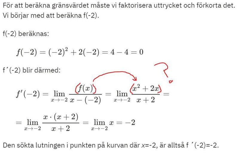 Derivata, angående introduktionsbeskrivningen (Matematik/Matte 3 ...