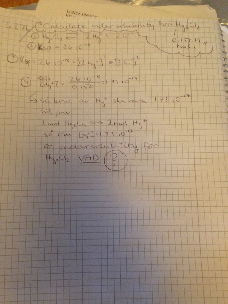 Molar solubility (Kemi/Universitet) – Pluggakuten