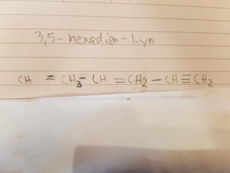 Strukturformel och summaformel på 3,5-hexadien-1-yn (Kemi/Kemi 2 ...