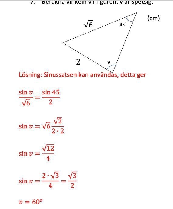Sinussatsen uppgift (Matematik/Matte 3) – Pluggakuten