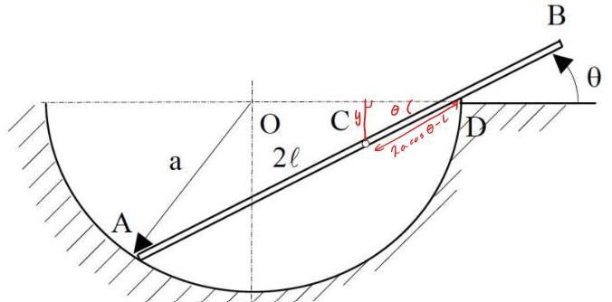 Kraftmoment på homogen stång i sfäriskt hål (Fysik/Universitet ...