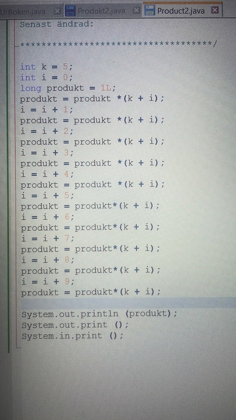 Loop fast "för hand" (Programmering/Java) – Pluggakuten
